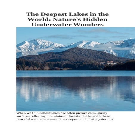 The Deepest Lakes in the World: Nature’s Hidden Underwater Wonders | PDF