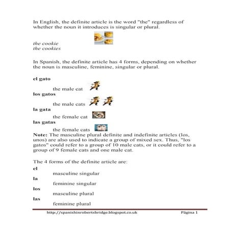 The definite article.el articulo definido. | PDF