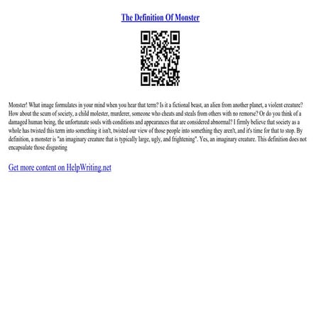 The Definition Of Monster | PPT