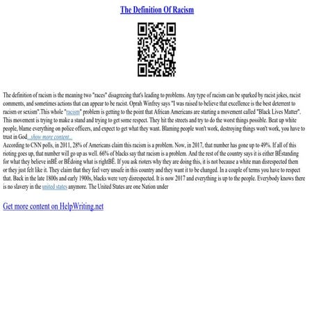 The Definition Of Racism | PPT