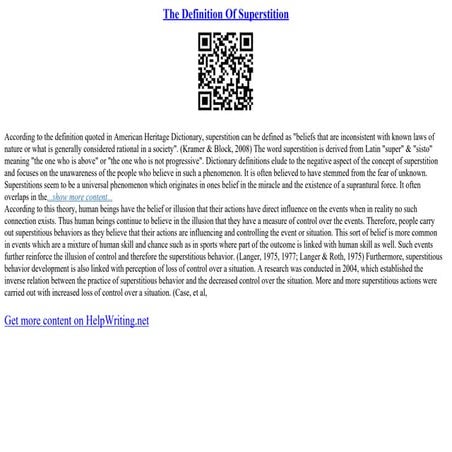 The Definition Of Superstition | PPT