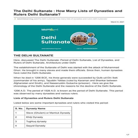 Names Delhi Sultanate Rulers Of Rome Architecture Of Slave Dynasty