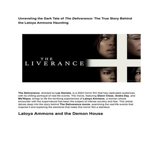 Inside The Deliverance: How Latoya Ammons’ Real Horror Story Became a ...