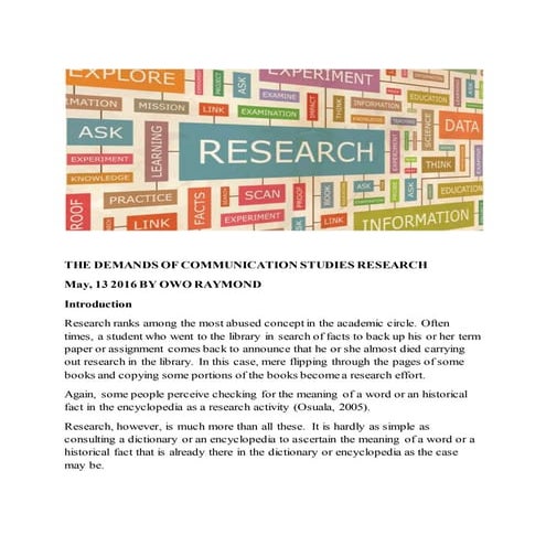 The demands of communication studies research | DOCX