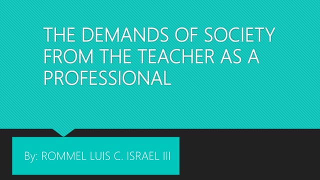The teacher as a person in the society | DOC | Professional School ...