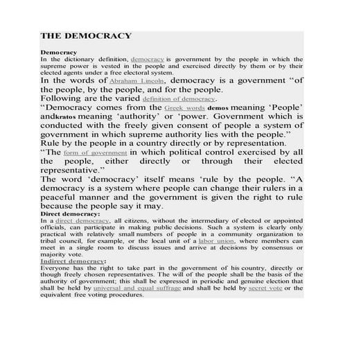 The democracy | DOCX