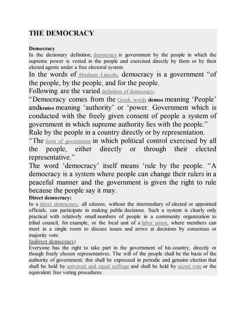 Democracy: democratic practices in Philippines | PPT