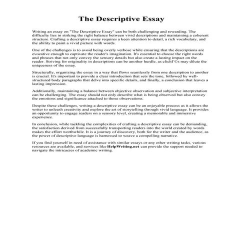 The Descriptive Essay | PDF