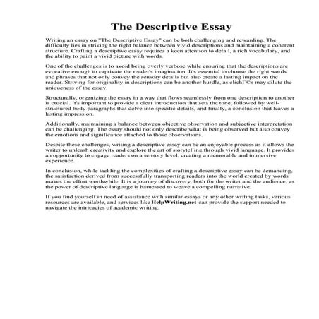 The Descriptive Essay | PDF