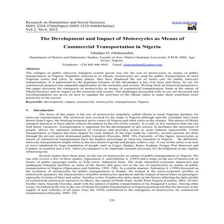 The development and impact of motorcycles as means of | PDF