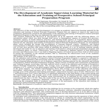 The development of academic supervision learning material for the education and training of ...