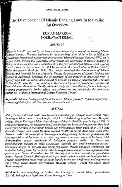 IBT - Development of Islamic Finance in Malaysia | PDF