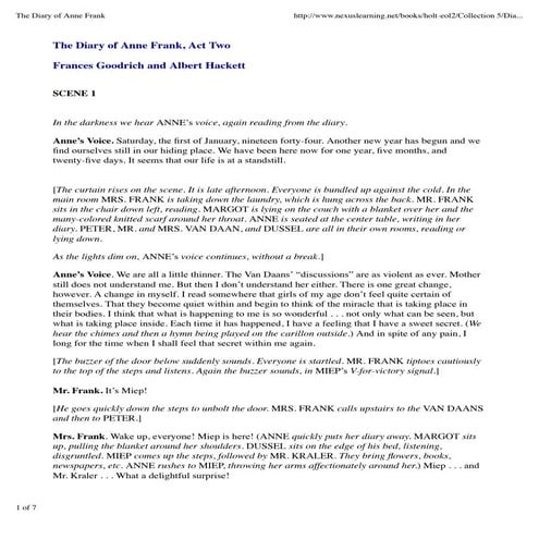The diary of anne frank act 2 scene 1 5 | PDF