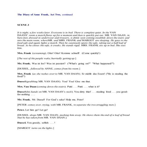 The diary of anne frank act 1 scene 4 5 | PDF