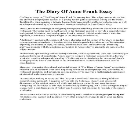 The Diary Of Anne Frank Essay.pdf