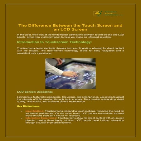 The Difference Between the Touch Screen and an LCD Screen | PDF