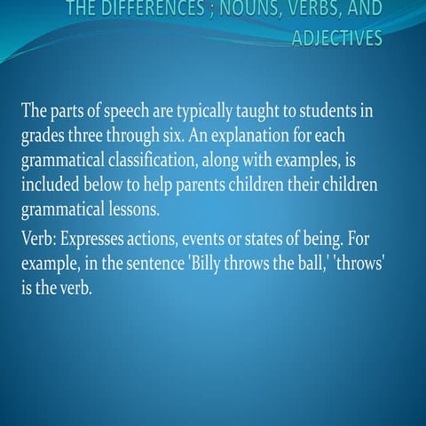 The differences noun verbs and adjective | PPT