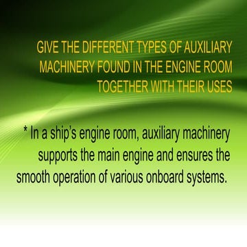 Auxiliary marine machinery systems | PPTX