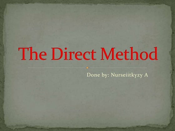 Eg. direct method class | PDF