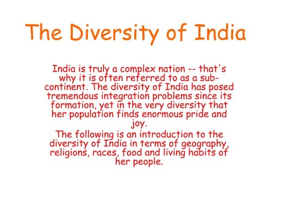 Unity in diversity in india | PPTX