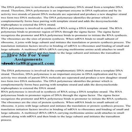 The Dna Polymerase Is Involved In The Complementary Dna Strand From Pdf