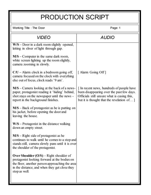 The project - Opening Scene Script | PDF