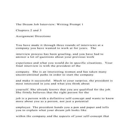 The Dream Job Interview Writing Prompt 1 Chapters 2 a.docx