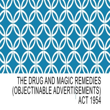Drug & Magic Remedies Act 1954 Part-1 | PPTX