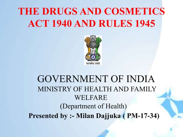 Drugs and cosmetics act-Control Of Spurious Drugs | DOCX