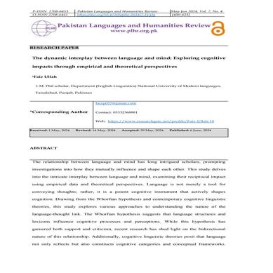 The dynamic interplay between language and mind Exploring cognitive ...