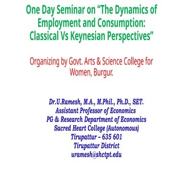 The Dynamics of Employment and Consumption Classical Vs Keynesian ...