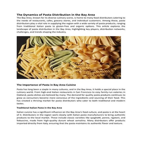 The Dynamics of Pasta Distribution in the Bay Area | PDF