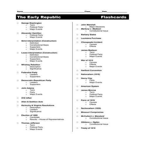 The Early Republic Flashcards | PDF