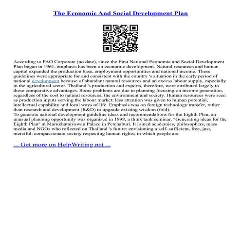 The Economic And Social Development Plan | PDF