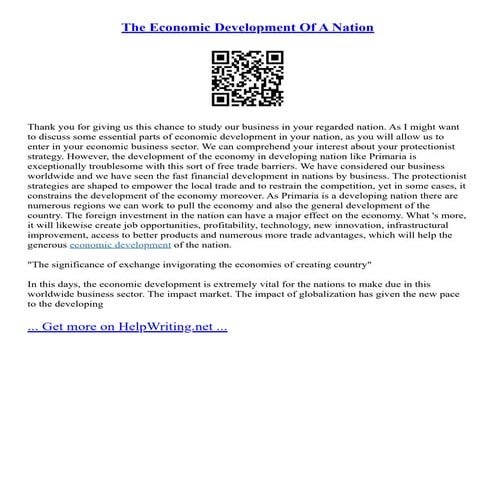 The Economic Development Of A Nation | PDF