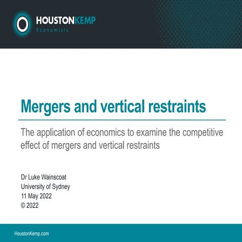 The economics of regualtion: mergers and vertical restraints | PDF