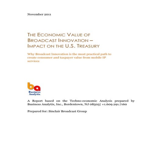 The Economic Value of Broadcast Innovation | PDF