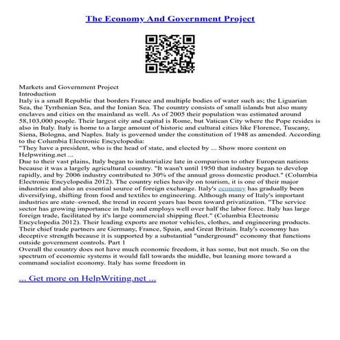 The Economy And Government Project | PDF