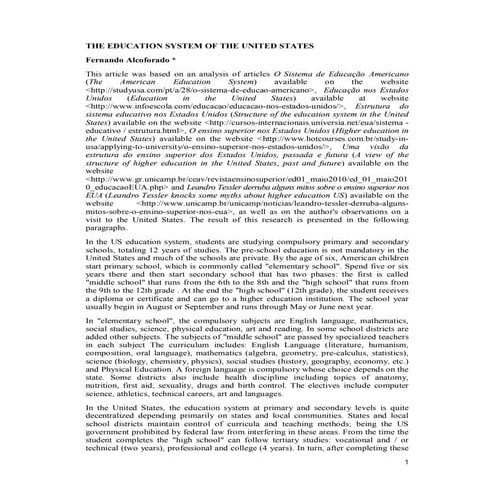 The education system of the united states | PDF