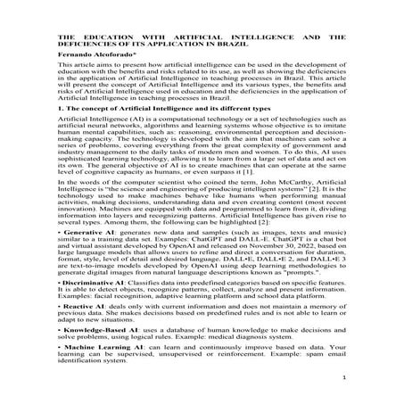 THE EDUCATION WITH ARTIFICIAL INTELLIGENCE AND THE DEFICIENCIES OF ITS ...