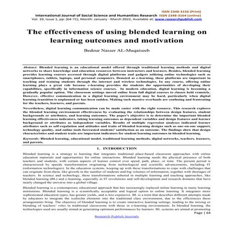 The effectiveness of using blended learning on learning outcomes and ...