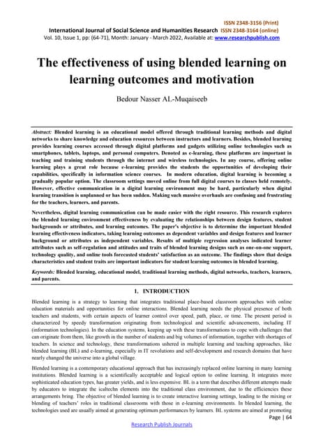 Blended Learning Models for Holistic Learning | PDF