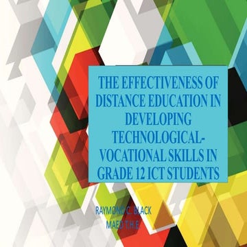 The Effectiveness of Distance Education in Developing Technological ...