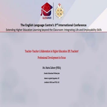 Teacher-Teacher Collaboration in Higher Education: EFL Teachers ...