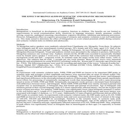 The effect of bilingualism on syntactic and semantic recognition in ...