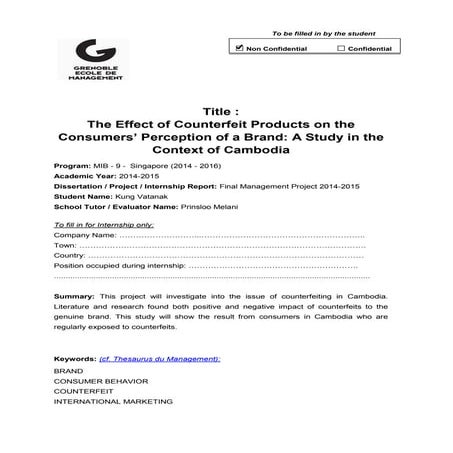 The Effect of Counterfeit Products on the Consumers’ Perception of a Brand: A Study in the ...