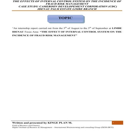 THE EFFECT OF INTERNAL CONTROL SYSTEM ON THE INCIDENCE OF FRAUD RISK ...