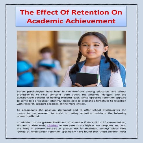 The Effect Of Retention On Academic Achievement | PDF