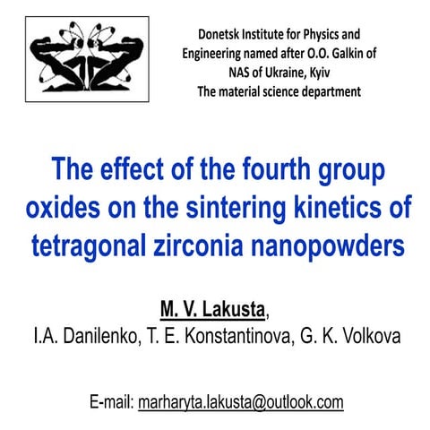 The effect of the fourth group oxides on the sintering kinetics of ...