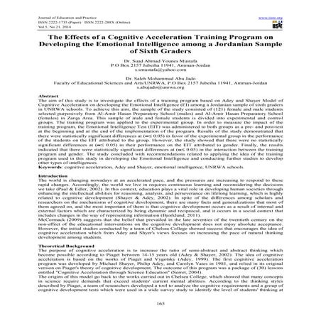 The effects of a cognitive acceleration training program on developing ...